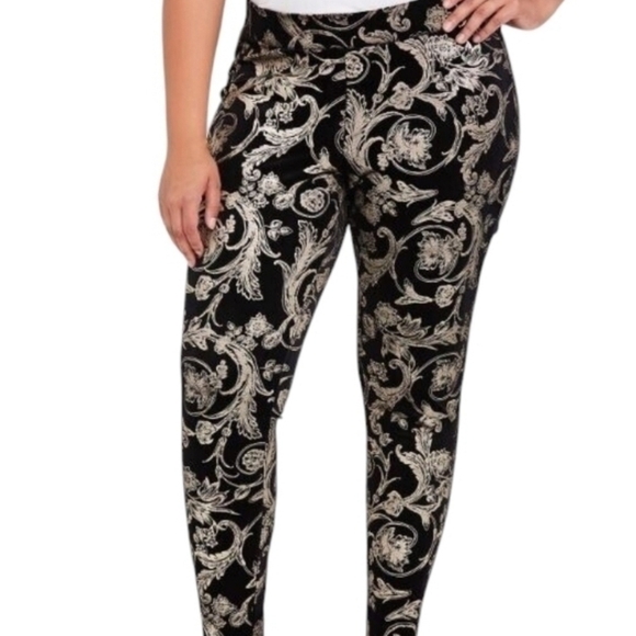 torrid | Pants & Jumpsuits | Torrid Black And Silver Skinny Baroque ...